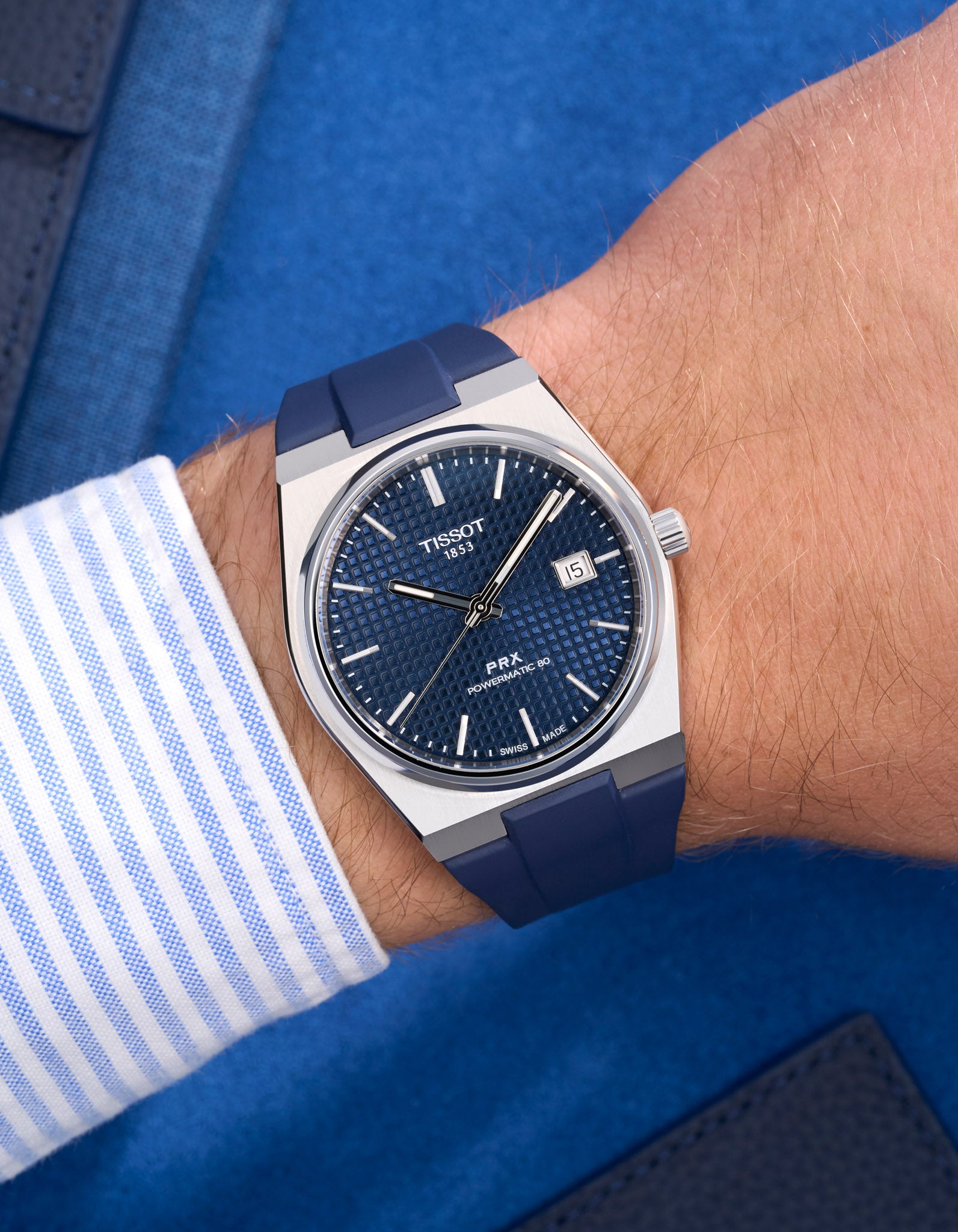 Blue FKM Rubber Strap For Tissot PRX - Wristbuddys.com