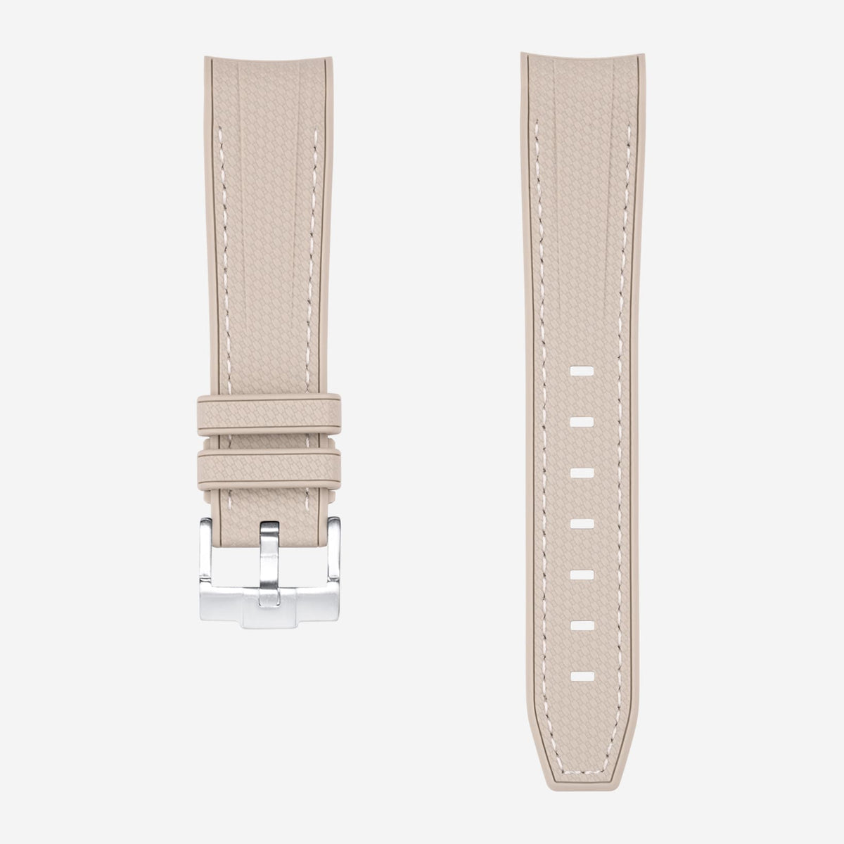 Beige Vertech Curved Rubber Watch Strap for Omega X Swatch MoonSwatch ...