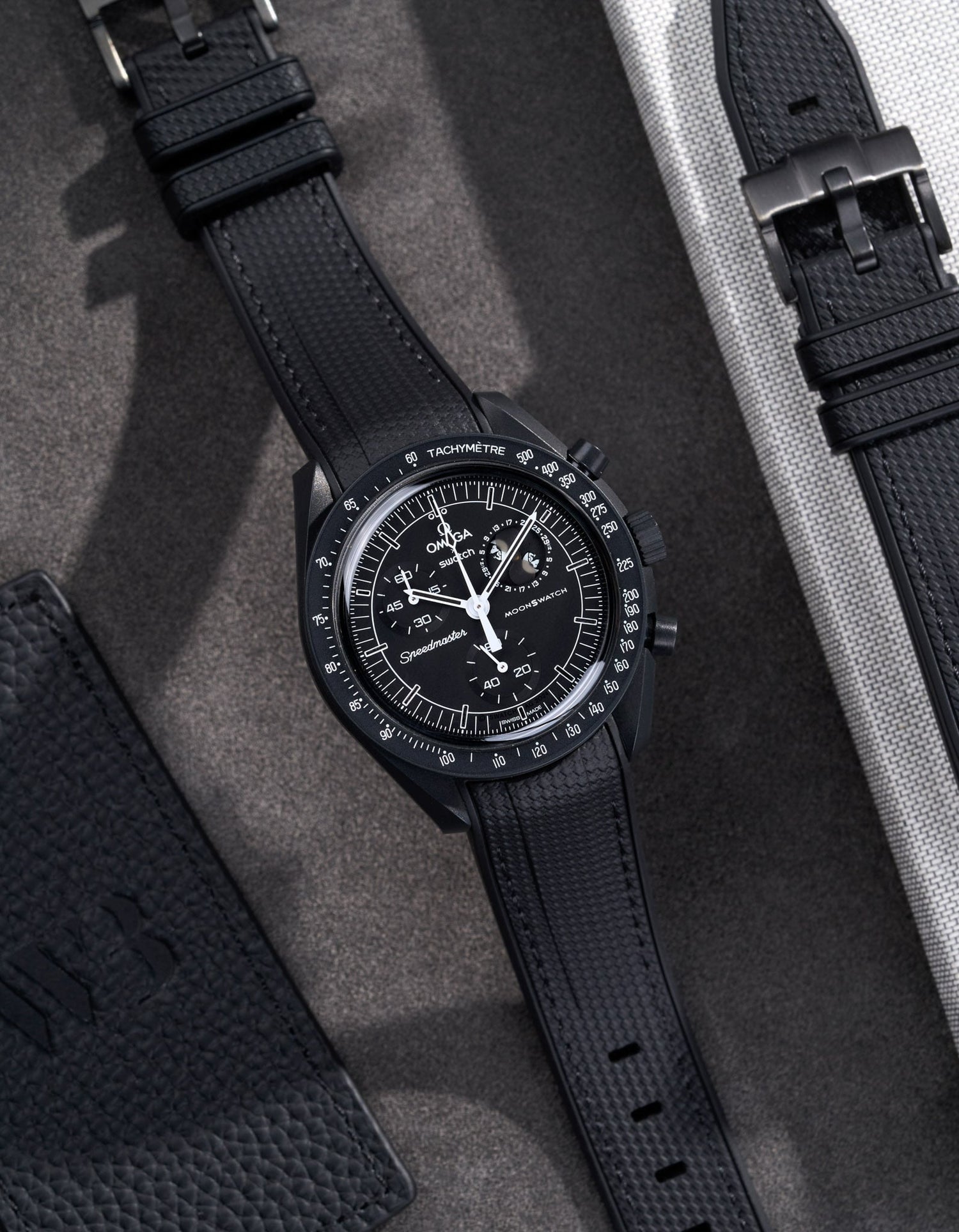 Black Vertech Curved Rubber Watch Strap for MoonSwatch - Wristbuddys