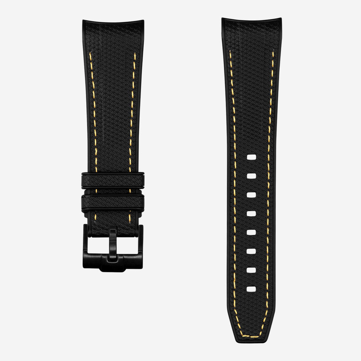 Black & Yellow Stitches Vertech Rubber Watch Strap for Blancpain X ...
