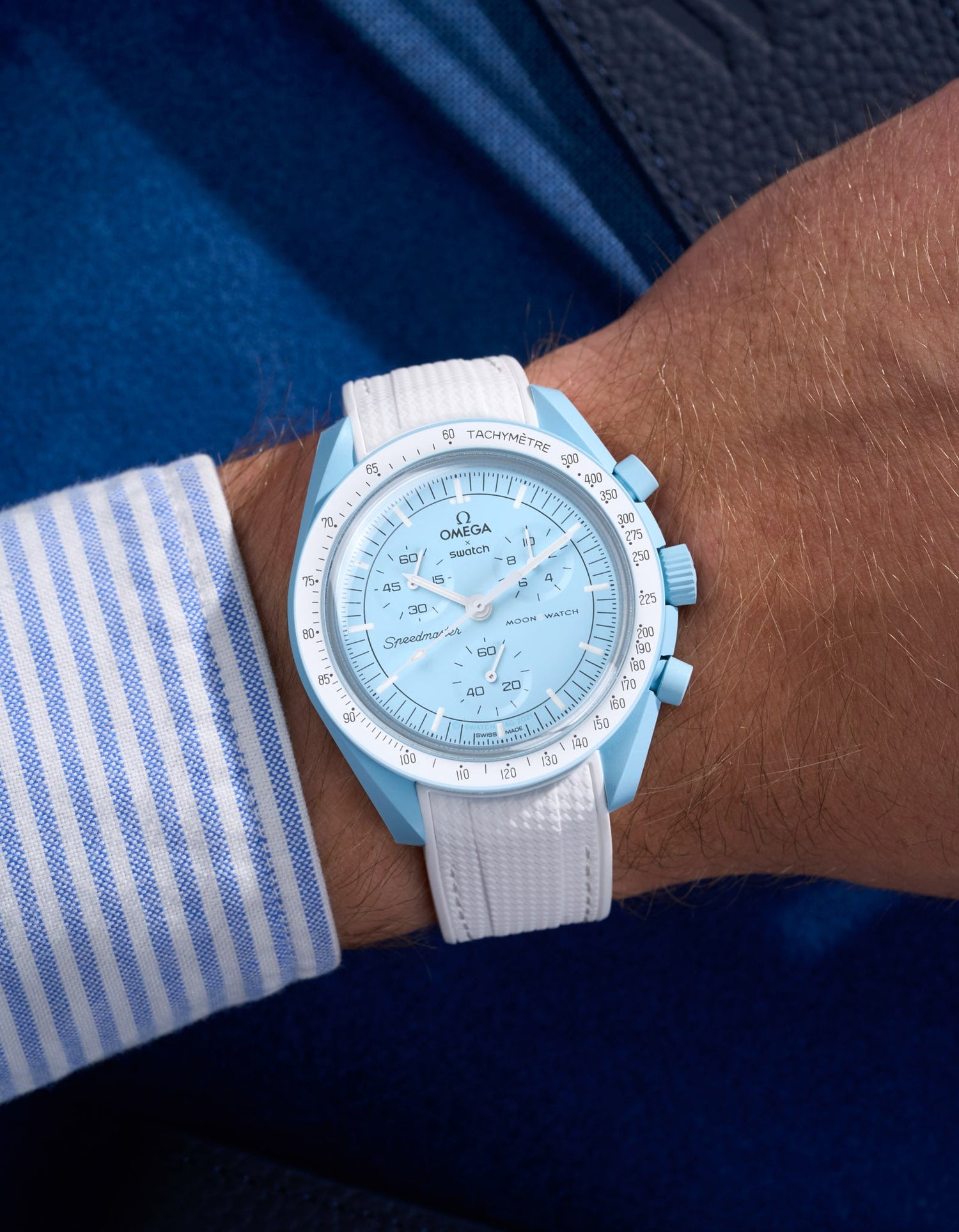 White Vertech Curved Rubber Watch Strap for MoonSwatch - Wristbuddys