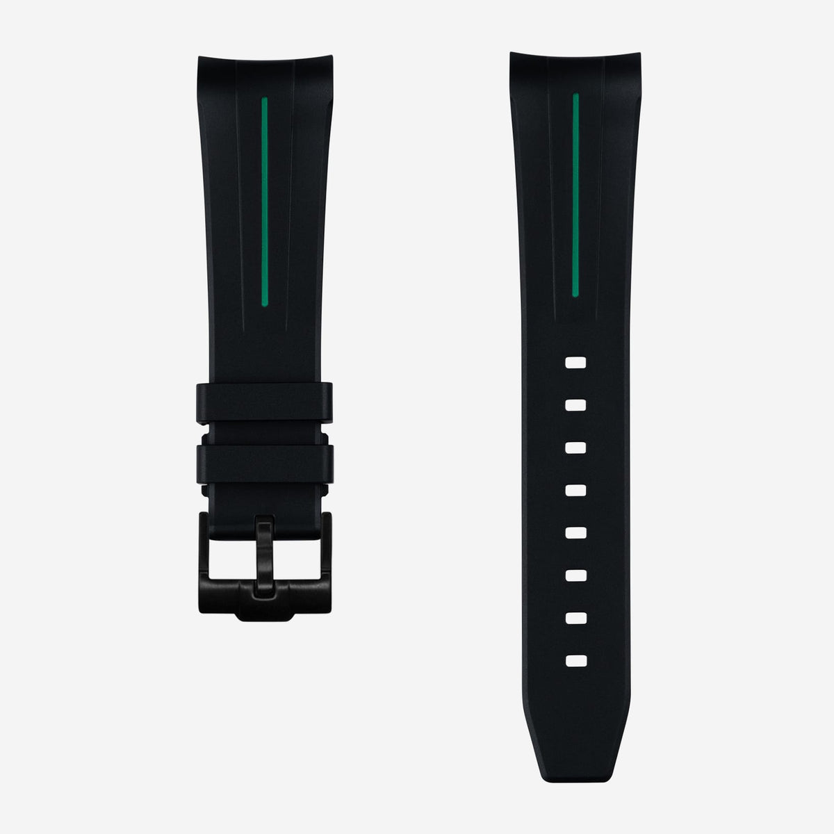 Black & Green Stripe Curved Rubber Watch Strap for Blancpain X Swatch ...