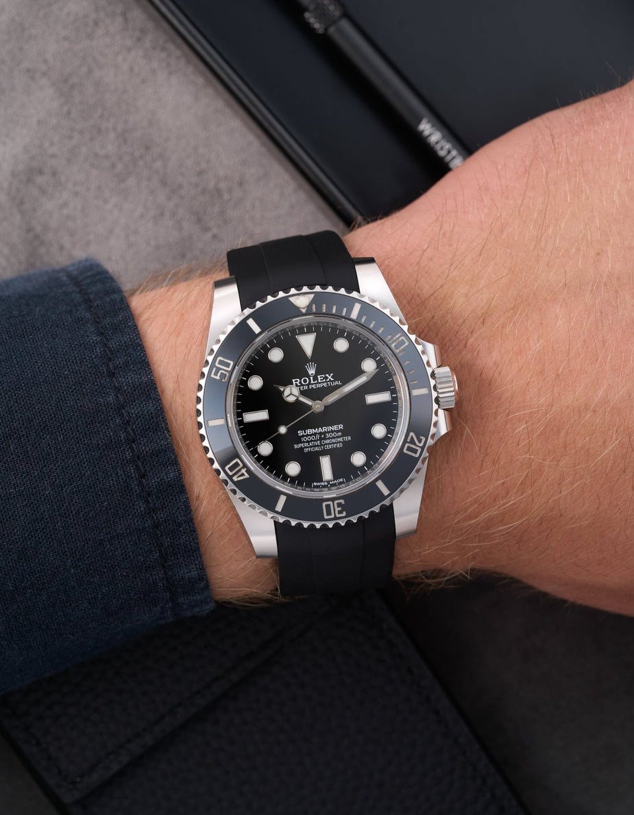 Vulcanized FKM Rubber Watch Strap for Rolex Submariner- Black – Wristbuddys