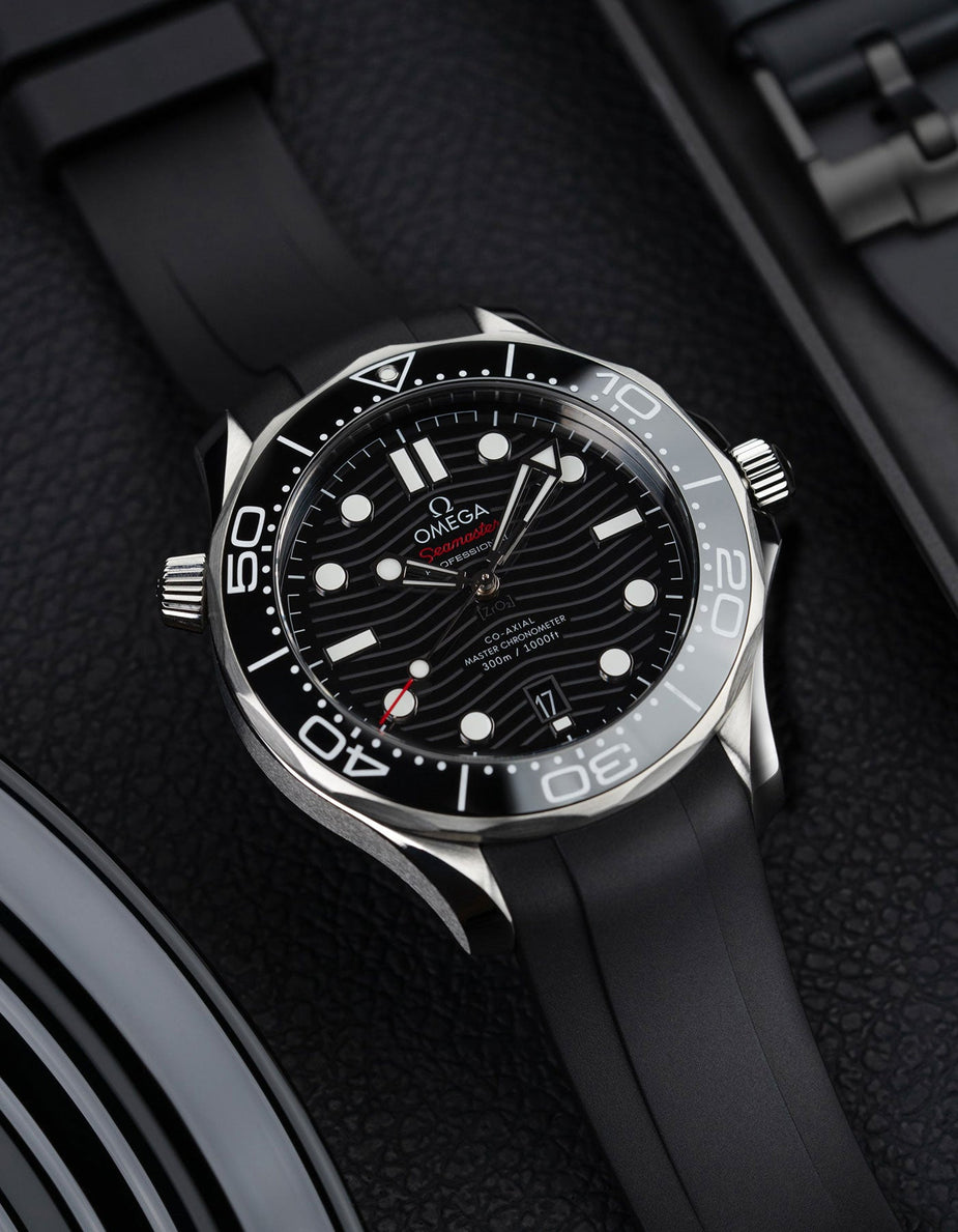 Black FKM Rubber Watch Strap for Omega Seamaster 300 Diver – Wristbuddys