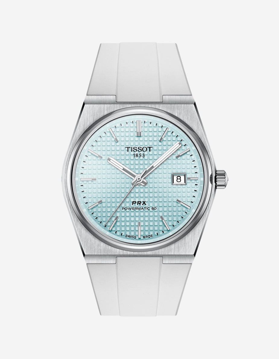 FKM Rubber Strap For Ice Blue Tissot PRX Powermatic 80 - Wristbuddys.com
