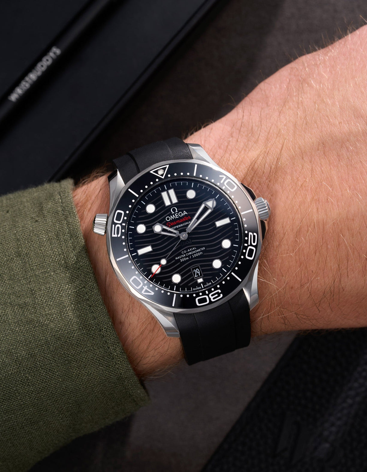 FKM Rubber Watch Strap for Omega Seamaster 300 Diver 42mm Black ...