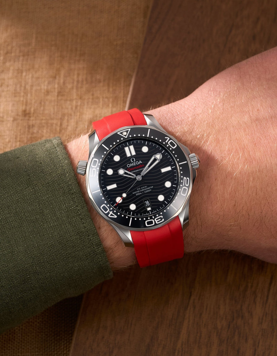 FKM Rubber Watch Strap for Omega Seamaster 300 Diver 42mm Black ...