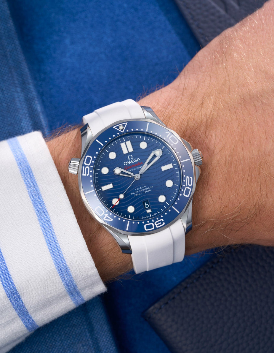 FKM Rubber Watch Strap for Omega Seamaster 300 Diver 42mm Navy Blue ...