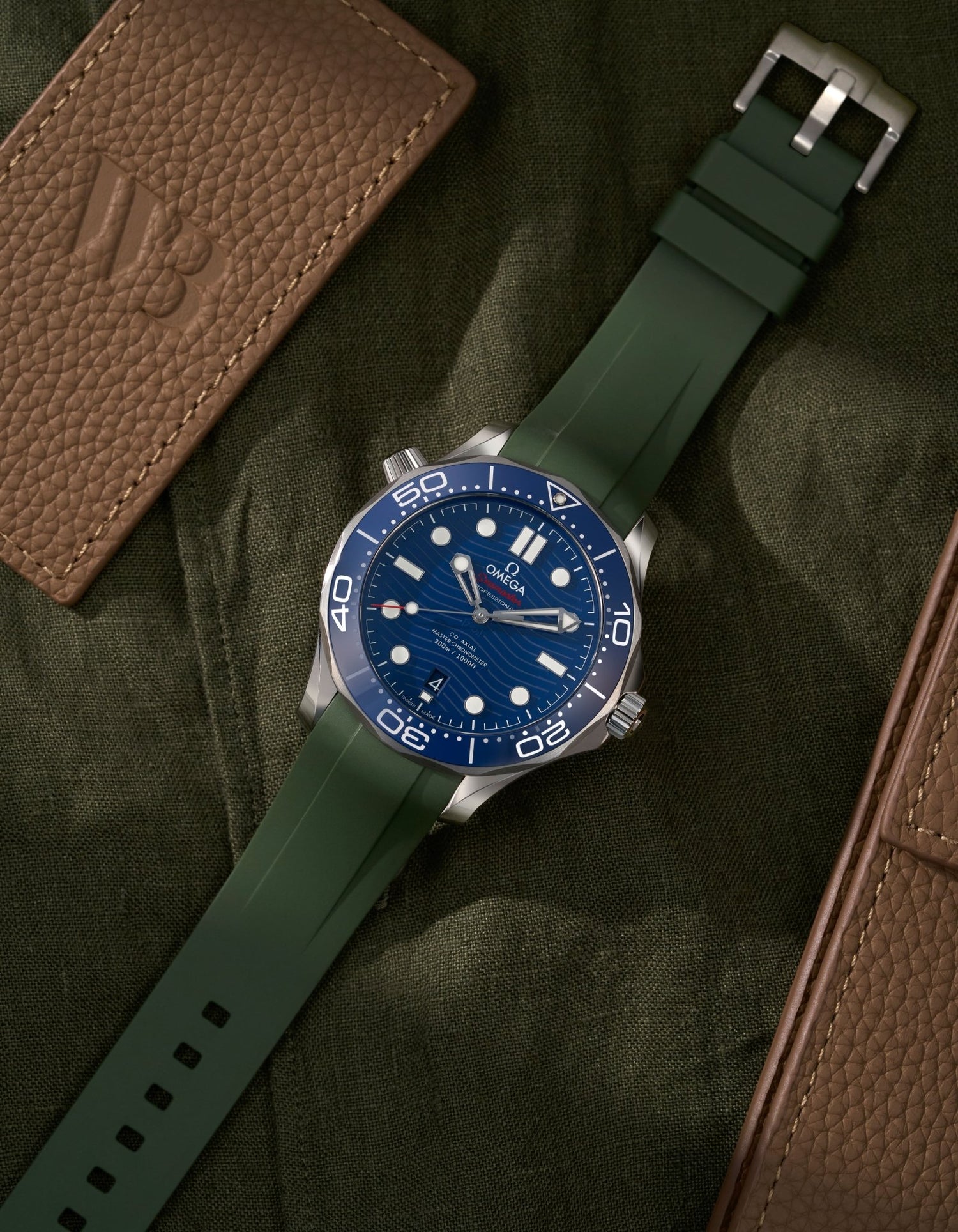 FKM Rubber Watch Strap for Omega Seamaster 300 Diver 42mm Navy Blue ...