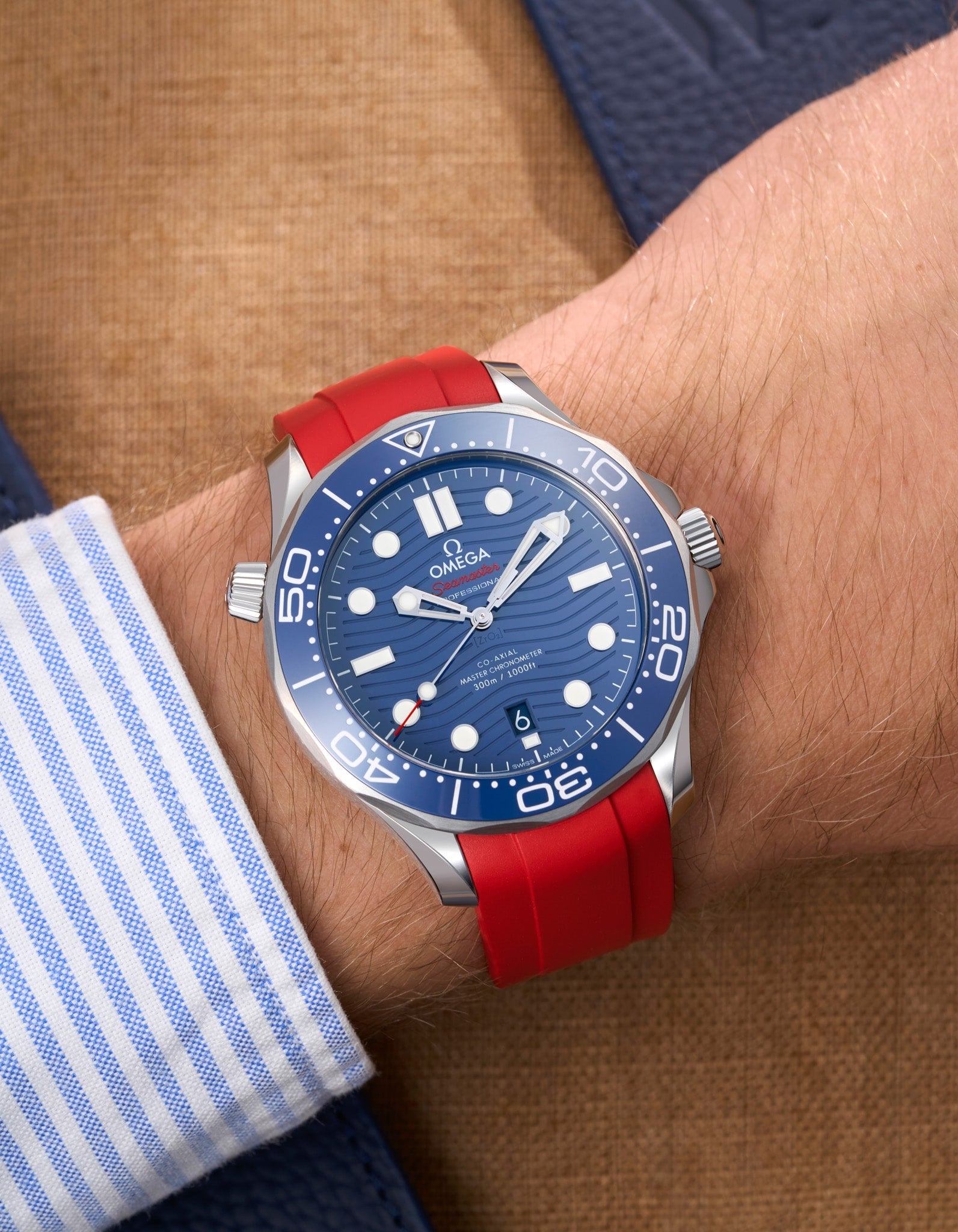 FKM Rubber Watch Strap for Omega Seamaster 300 Diver 42mm Navy Blue ...
