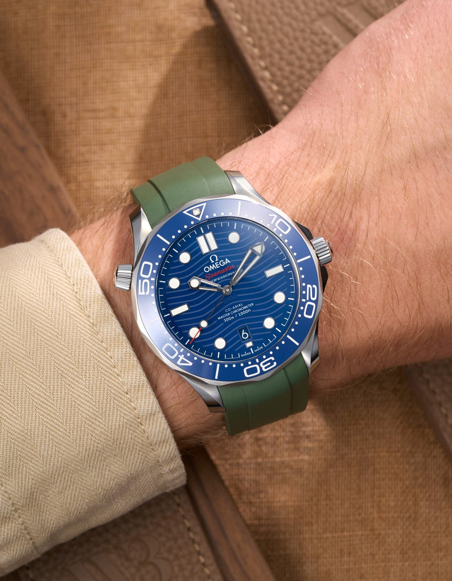 FKM Rubber Watch Strap for Omega Seamaster 300 Diver 42mm Navy Blue ...
