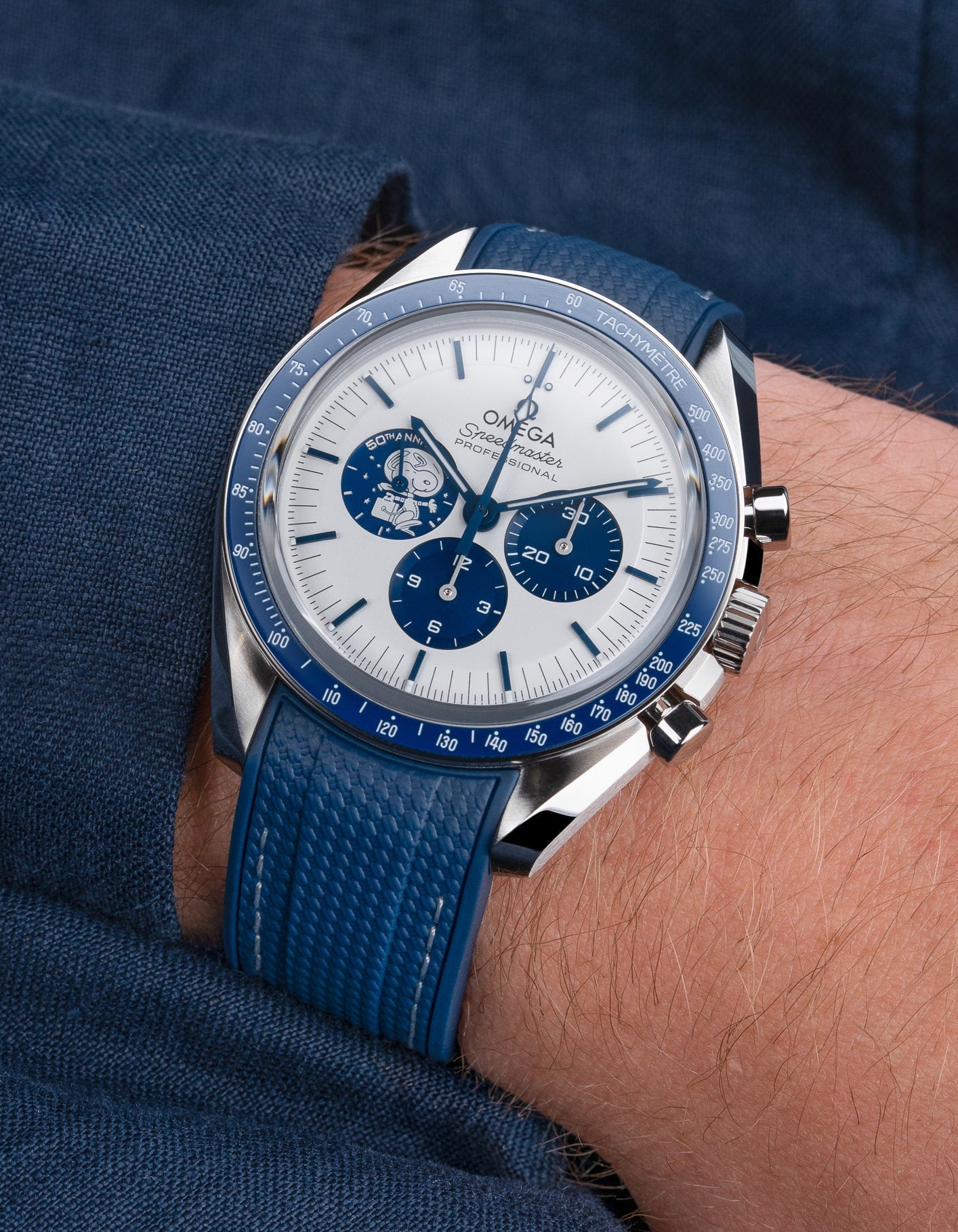 Rubber Watch Strap for Omega Speedmaster Silver Snoopy | Wristbuddys.com