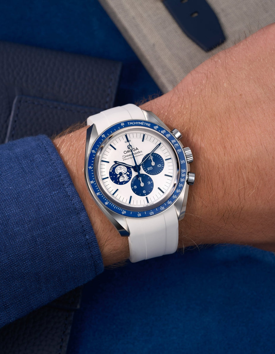 Rubber Watch Strap for Omega Speedmaster Silver Snoopy | Wristbuddys.com