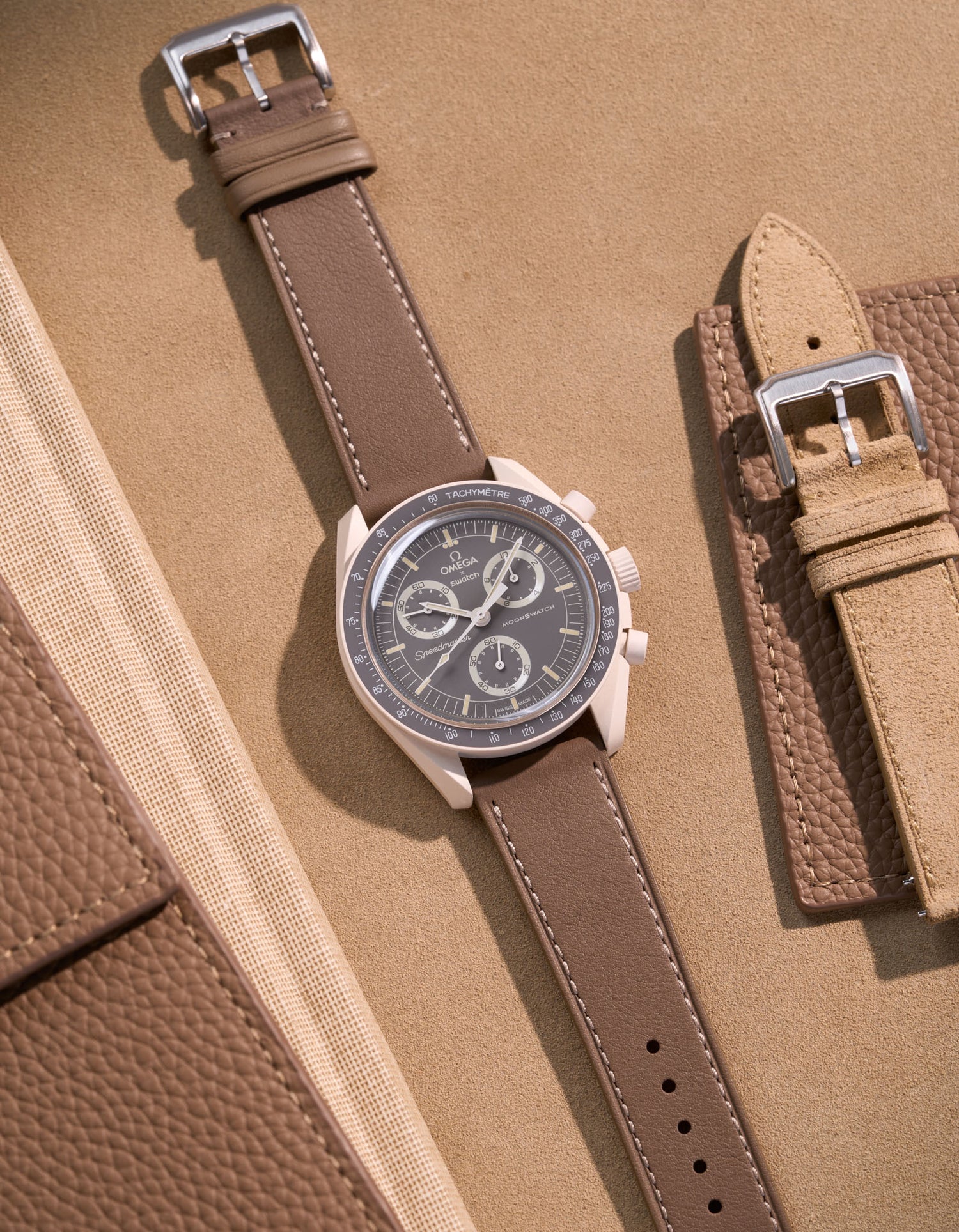 Home Leather Straps for Omega X Swatch Mission on Earth - Desert