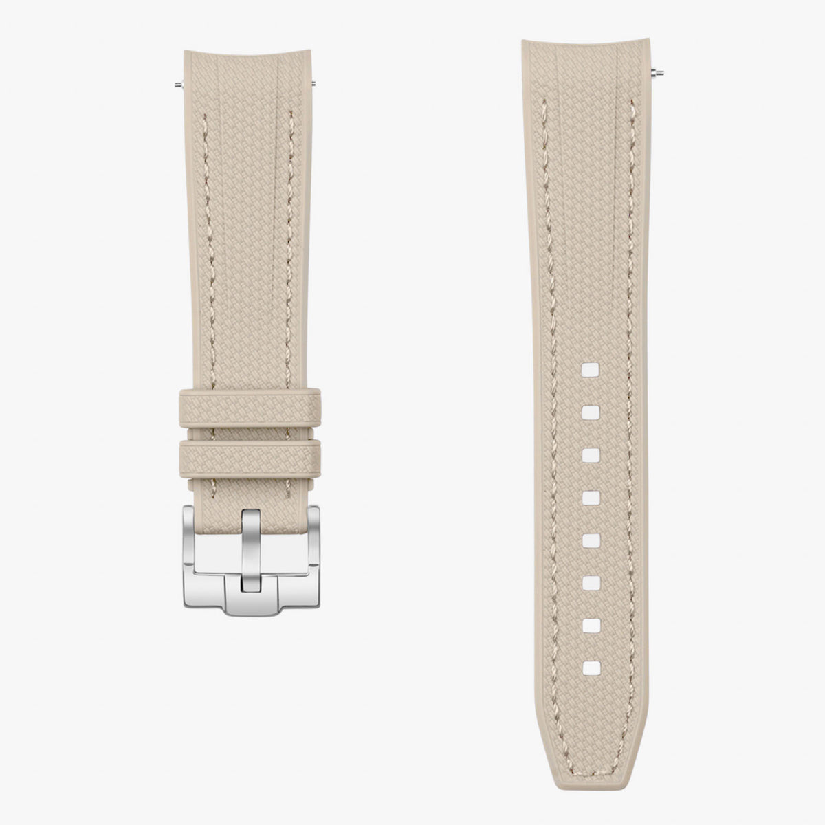 Beige Vertech Curved Rubber Watch Strap for Omega X Swatch MoonSwatch ...