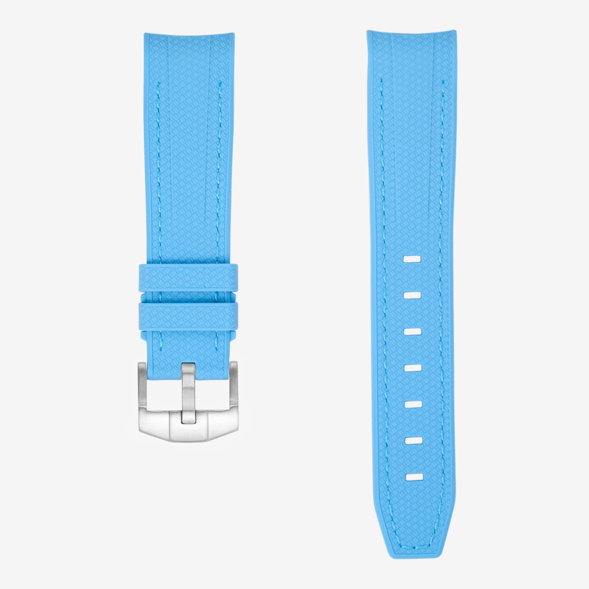 Capri Blue Curved Vertech Rubber Watch Strap for MoonSwatch – Wristbuddys