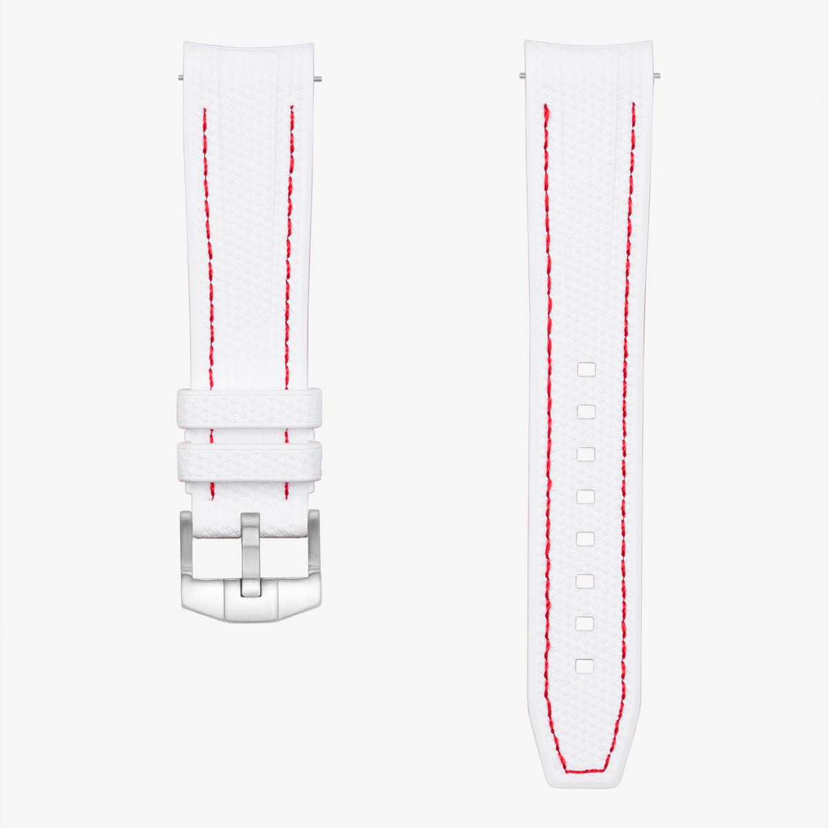 White & Red Stitches Vertech Curved Rubber Watch Strap for MoonSwatch ...